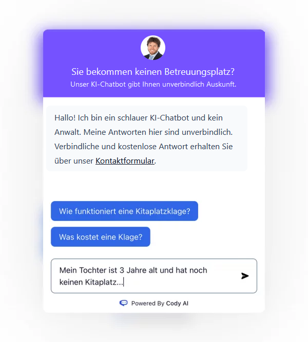 Unser kostenloser KI-Chatbot rund um Kita- und Kindergartenplatzklagen ...